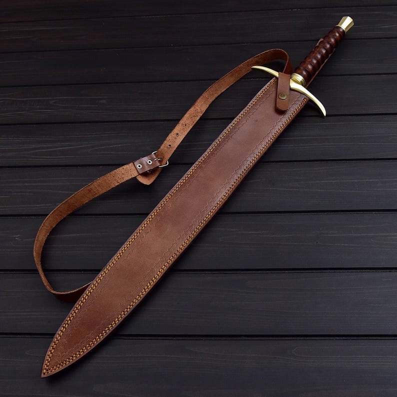 Custom Handmade Damascus Viking Sword Rose Wood Handle With Genuine ...