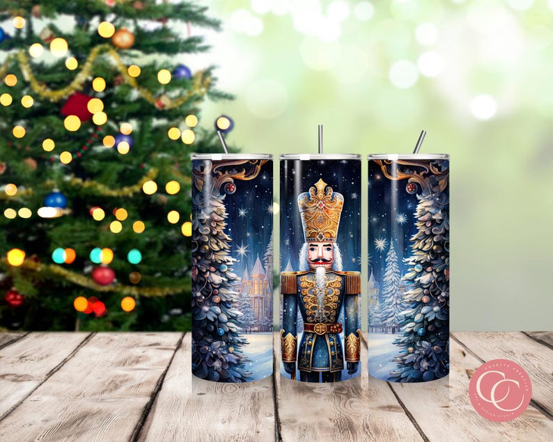 Blue Christmas Nutcracker Seamless Design 20 Oz Skinny Tumbler Sublimation Design Digital ...