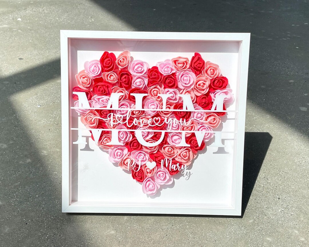 Personalized Mom Flower Shadow Box: Custom Rose Frame Gift - Etsy