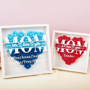 Personalized Flower Shadow Box for Mom, Customized Rose Photo Frame Box ...