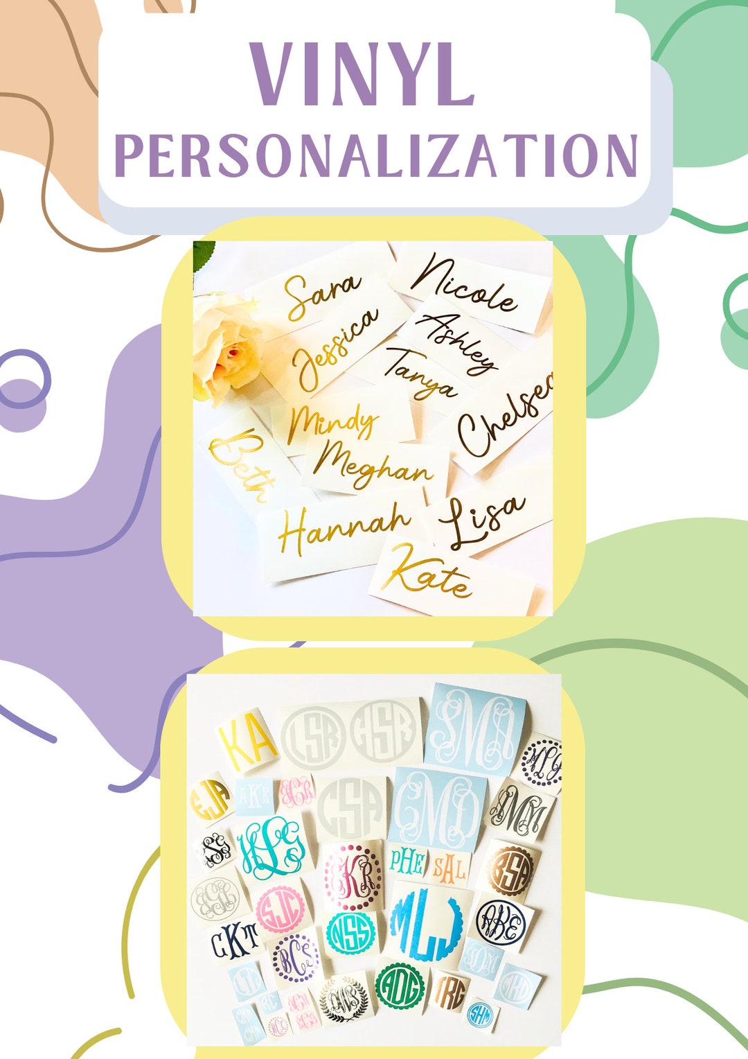 Custom Vinyl Names and Monograms - Car Decals, Cups, Glasses, Home ...