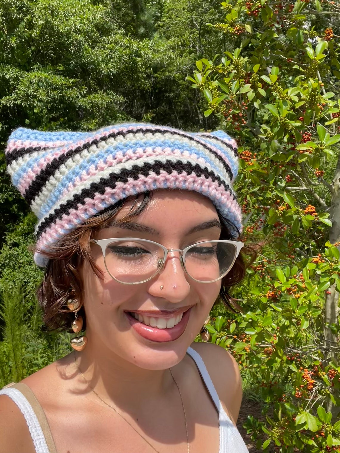 Crocheted Cat Ear Beanie - Etsy