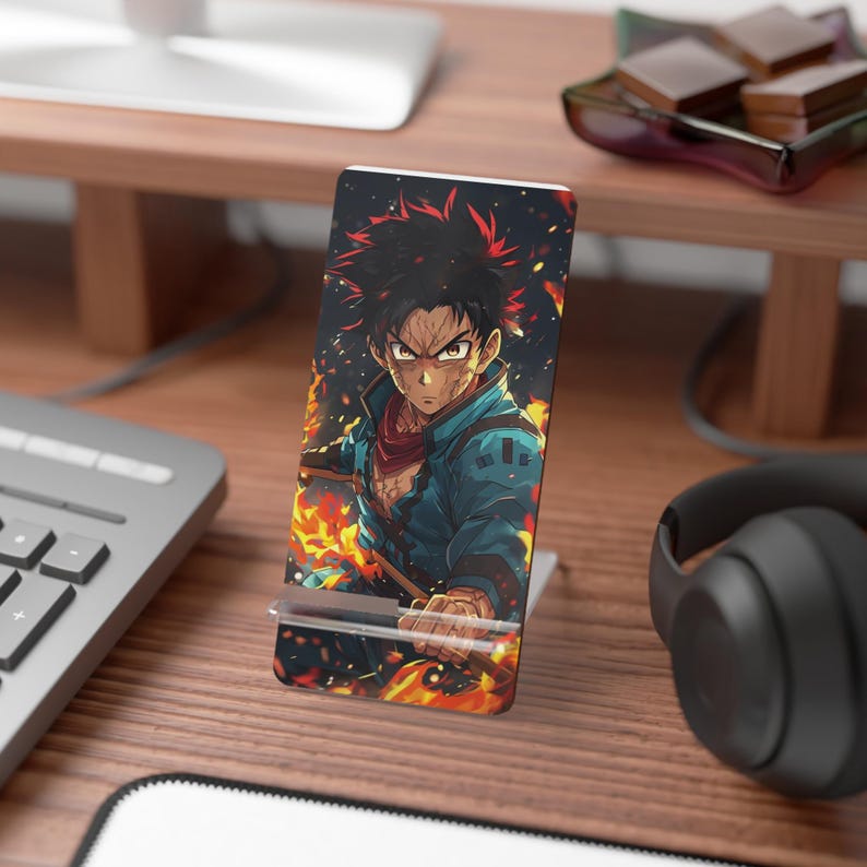 Fiery Combat Anime Phone Holder, Anime Phone Stand, Anime Smartphone ...
