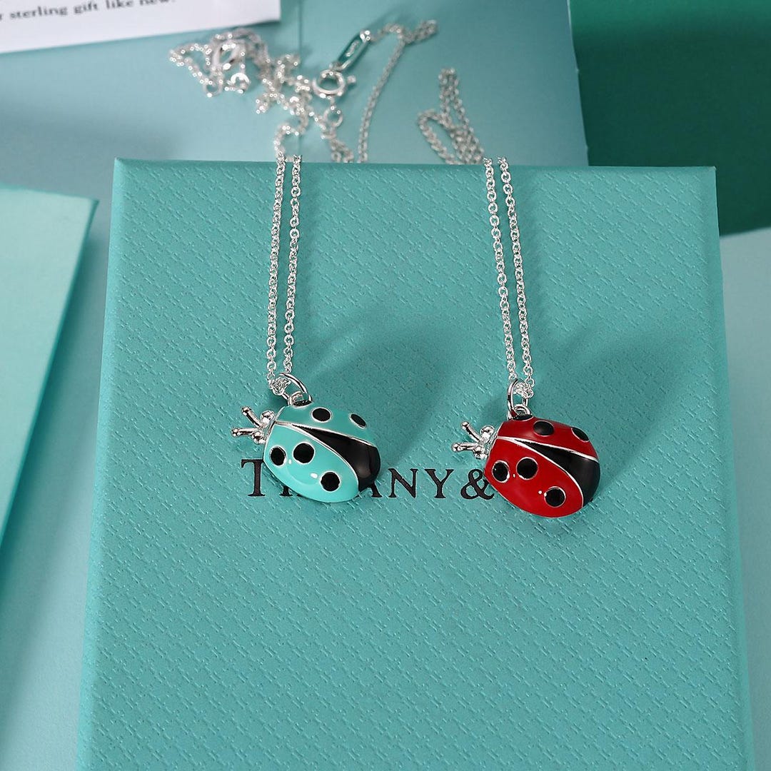 Tiffany Necklace, Seven-star Ladybug Necklace, Blue Enamel Necklace ...