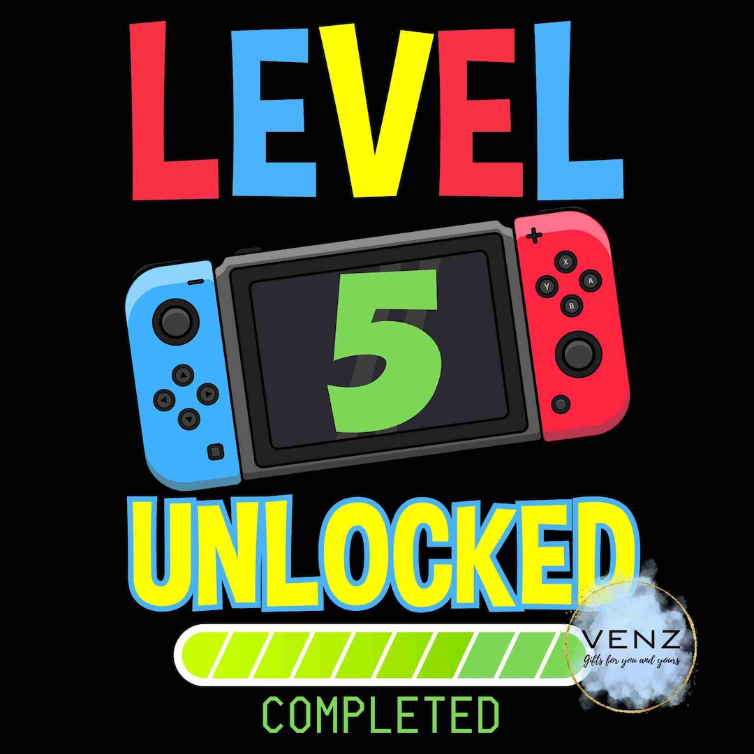 Level 5 Unlocked Video Game Birthday Digital Image - PNG for ...