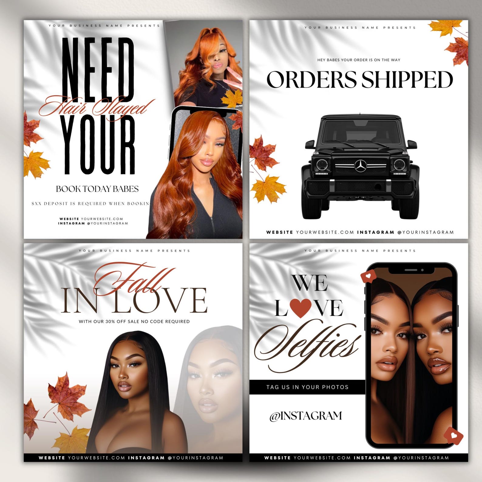 4 Fall Booking Flyers, September Booking Flyer, Booking Flyer, Hair ...