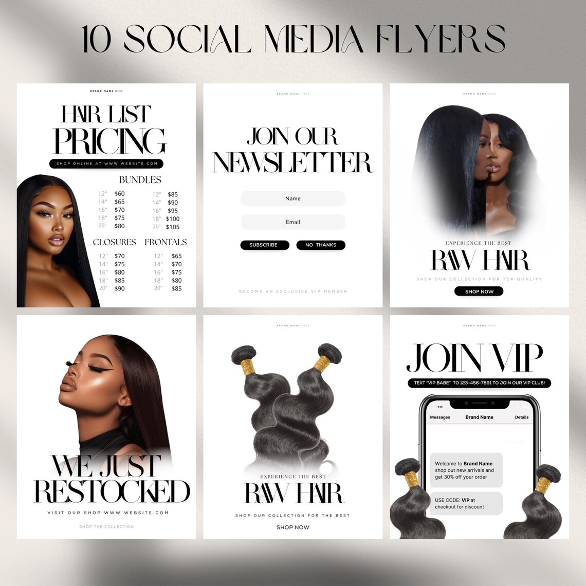 10 Hair Flyers, Hair Business Flyers, Hair Sale Flyer, Flyer Bundle ...