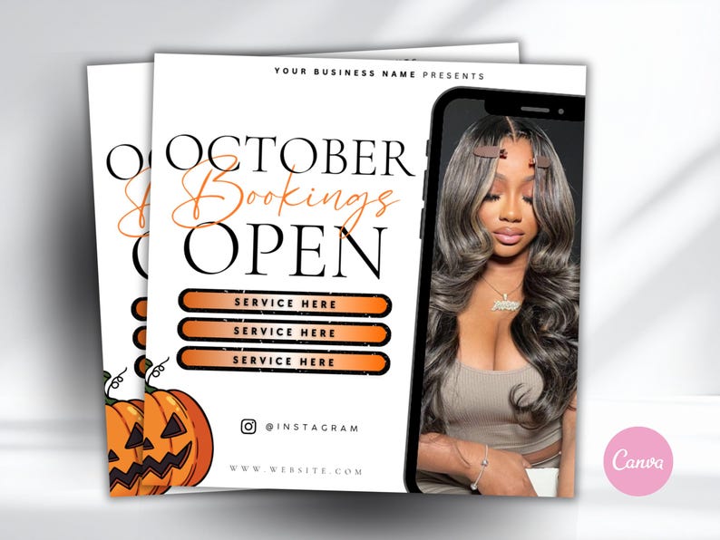 October Hair Flyer Template | Fall Hair Booking Flyer | Editable Canva ...