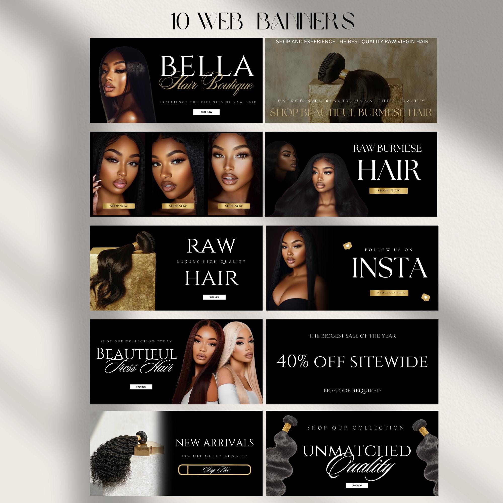 10 Luxury Beauty Banners, Salon Banners, Web Banners, Salon Website ...