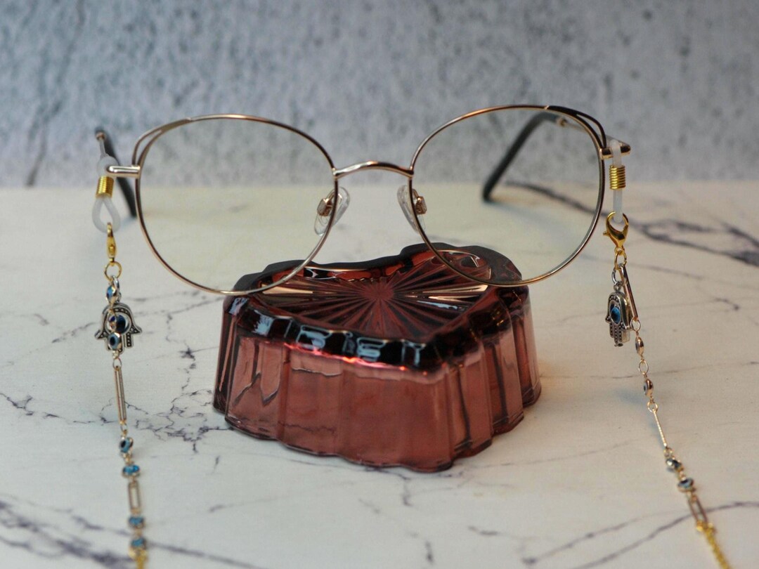 Evil Eye Gold Chain for Glasses, Sunglasses, and Masks With Protective ...
