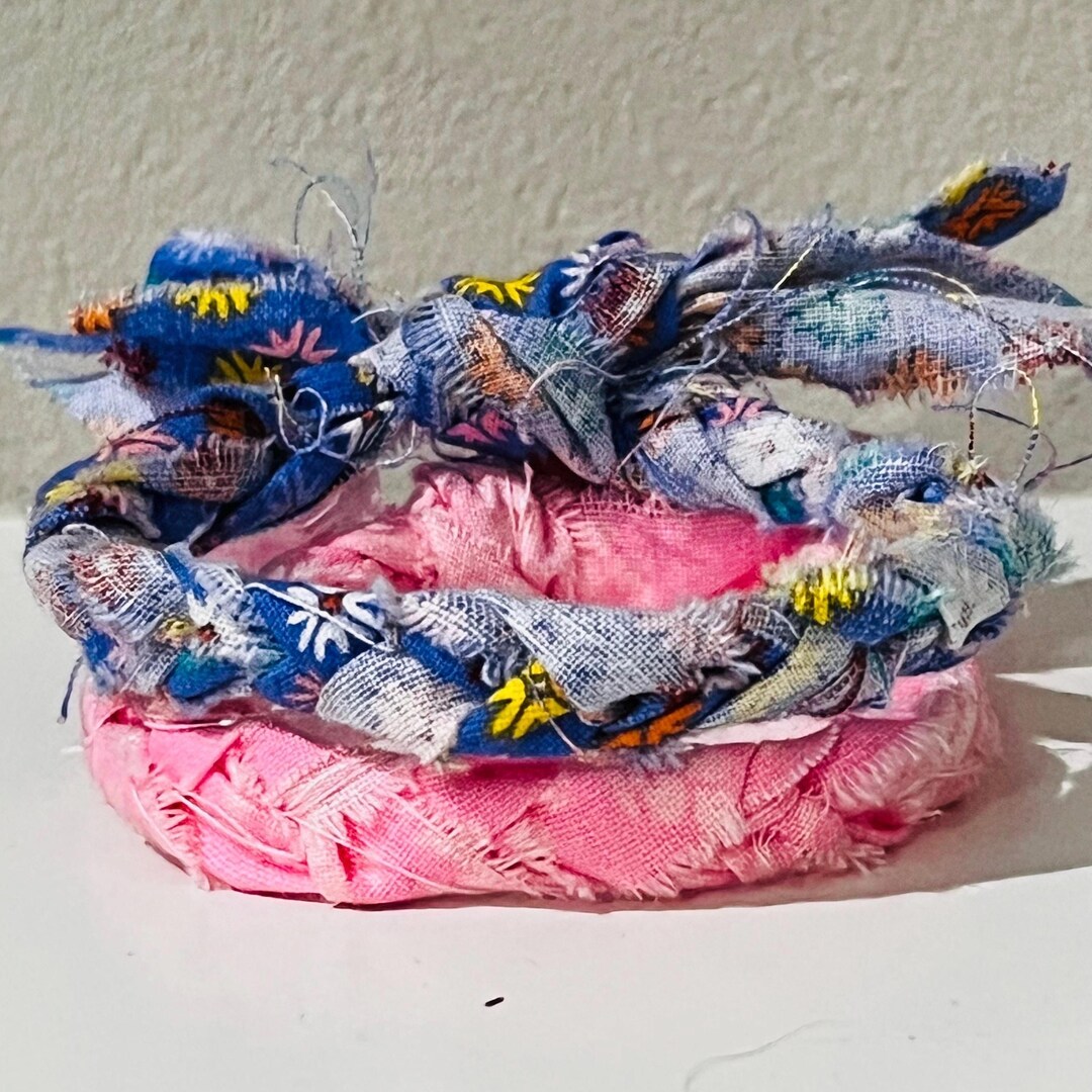 Braided Fabric Bracelet Torn Fabric Bracelet Thick Friendship Bracelet Boho Handmade Jewelry ...