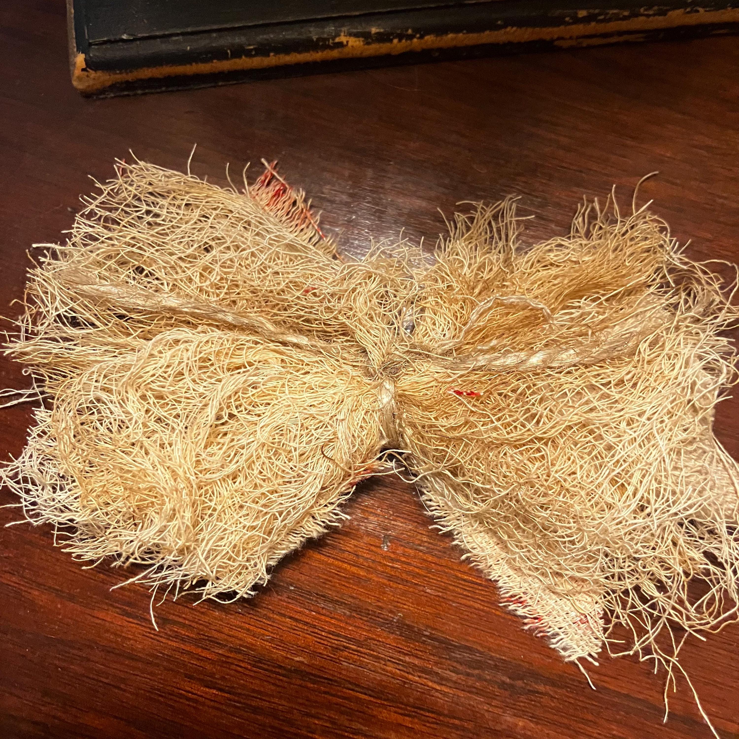 Messy Tattered Primitive Bow Rustic Shabby Bow Decor Coffee Dyed Fabric ...