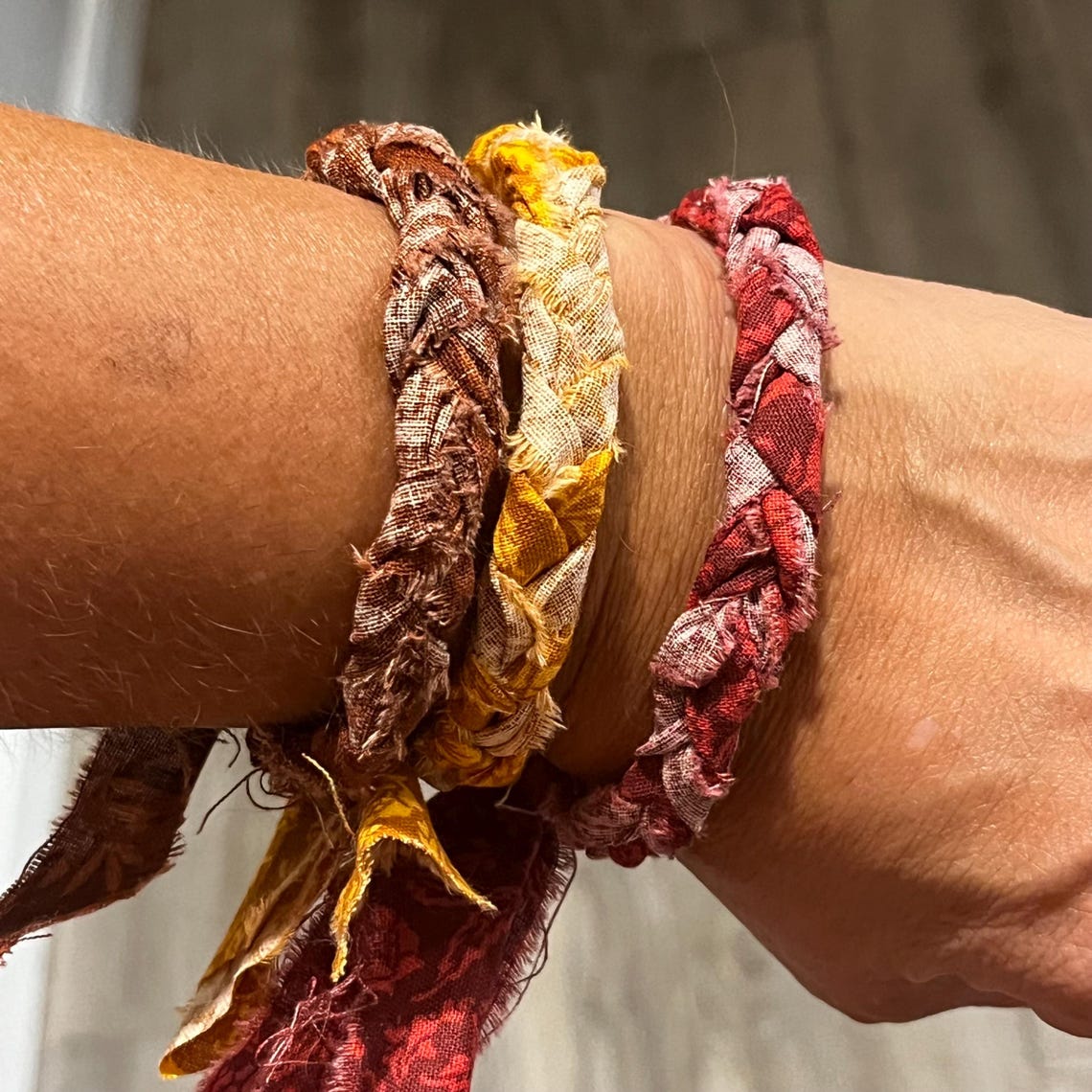 Braided Fabric Bracelet Set: Upcycled Boho Friendship Jewelry - Etsy