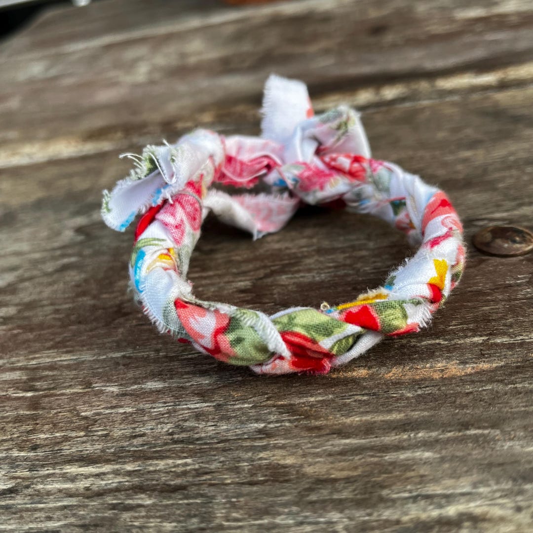 Braided Fabric Bracelet Torn Fabric Bracelet Shabby Style Bracelet Boho Handmade Jewelry ...