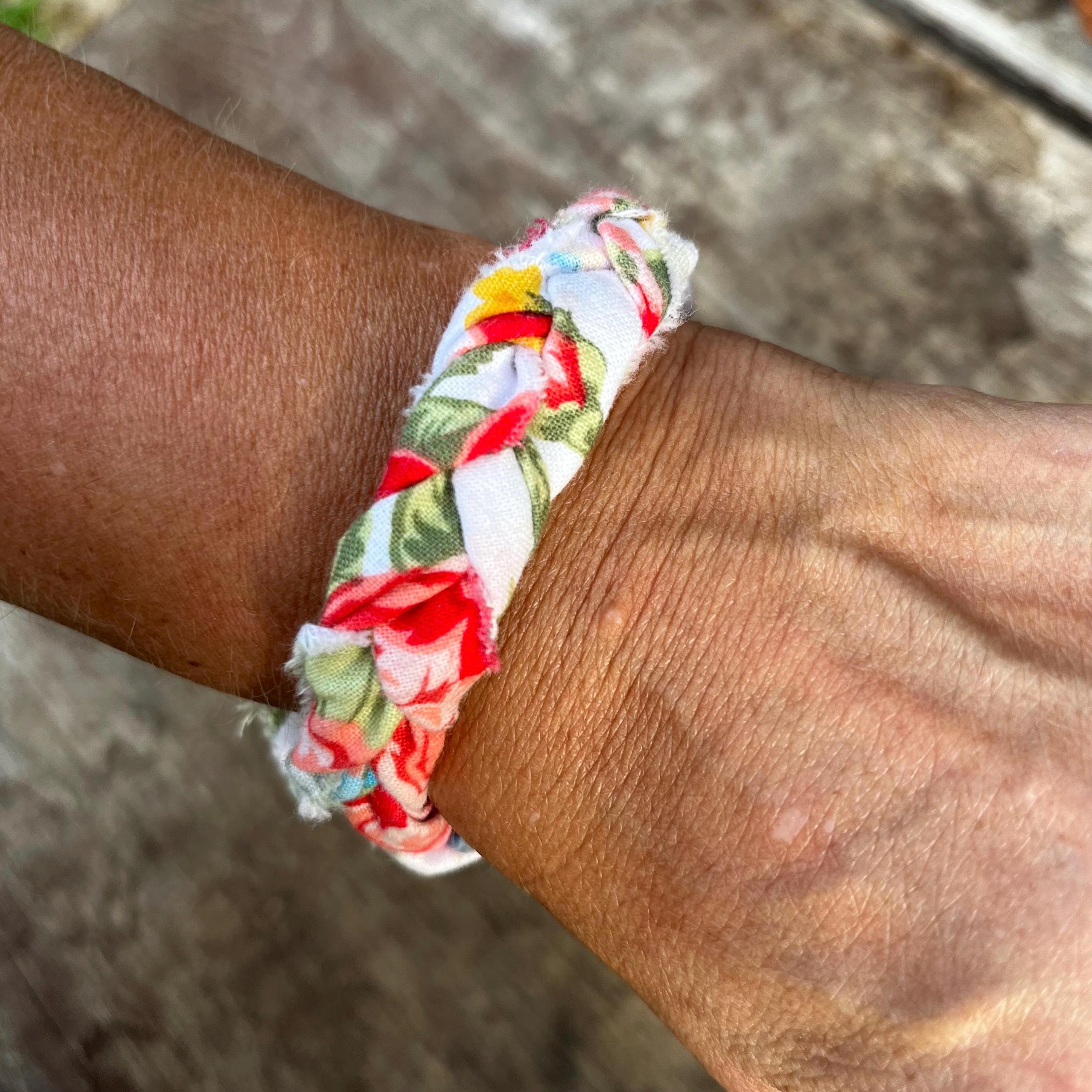 Braided Fabric Bracelet Torn Fabric Bracelet Shabby Style Bracelet Boho Handmade Jewelry ...