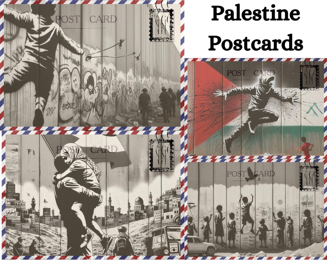 27 Palestinian Street Art Postcards PNG Downloads Digital Bundle for ...