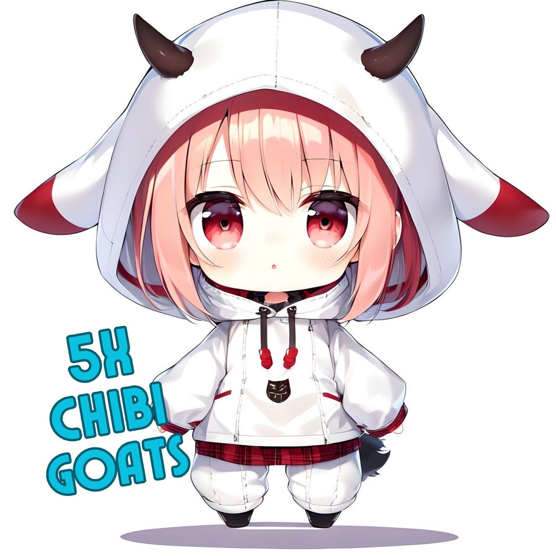 5 X Cute Chibi Goats With Hoodies & 1 X Vtuber MP4 Goat. Anime PNG ...