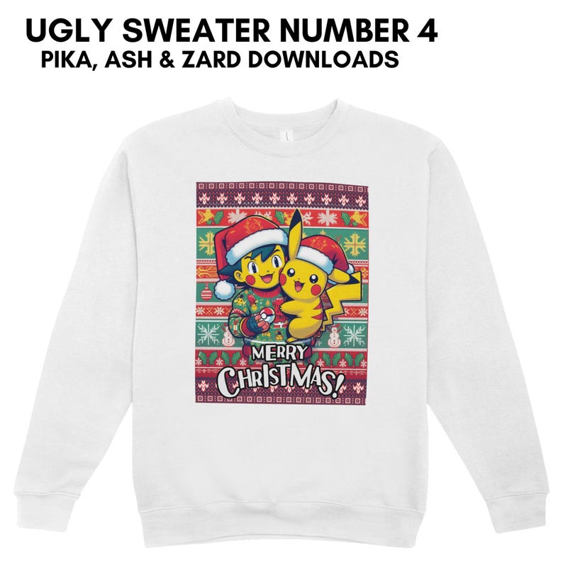 10x Ugly Christmas Charizard, Ash & Pika Sweaters. PNG / PDF Downloads ...