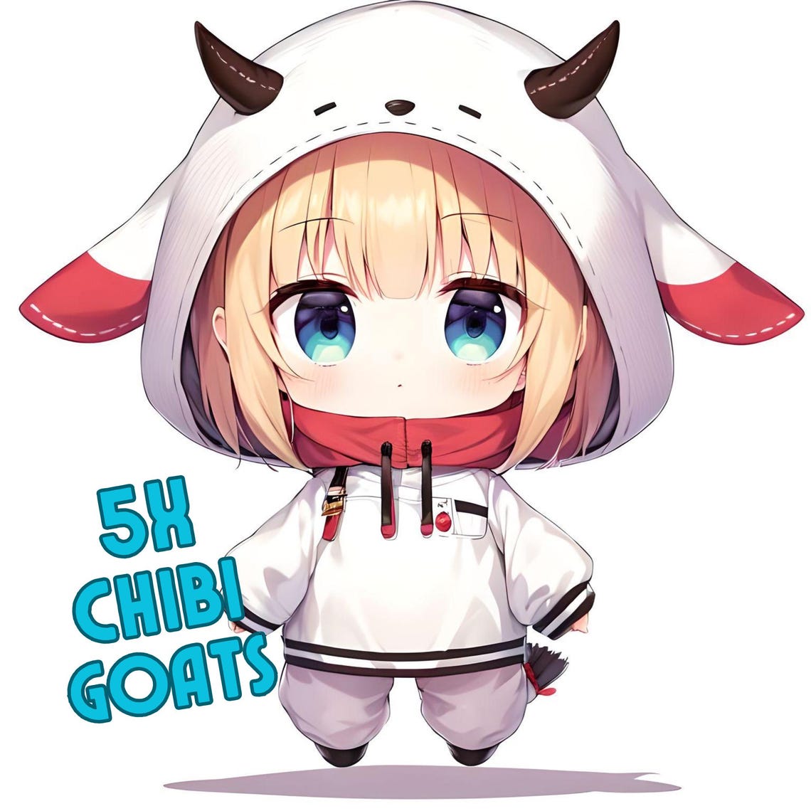 5 X Cute Chibi Goats With Hoodies & 1 X Vtuber MP4 Goat. Anime PNG ...
