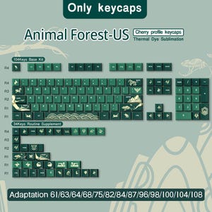 Animal Forest Green Color Keycaps | Cherry Profile for Mechanical ...