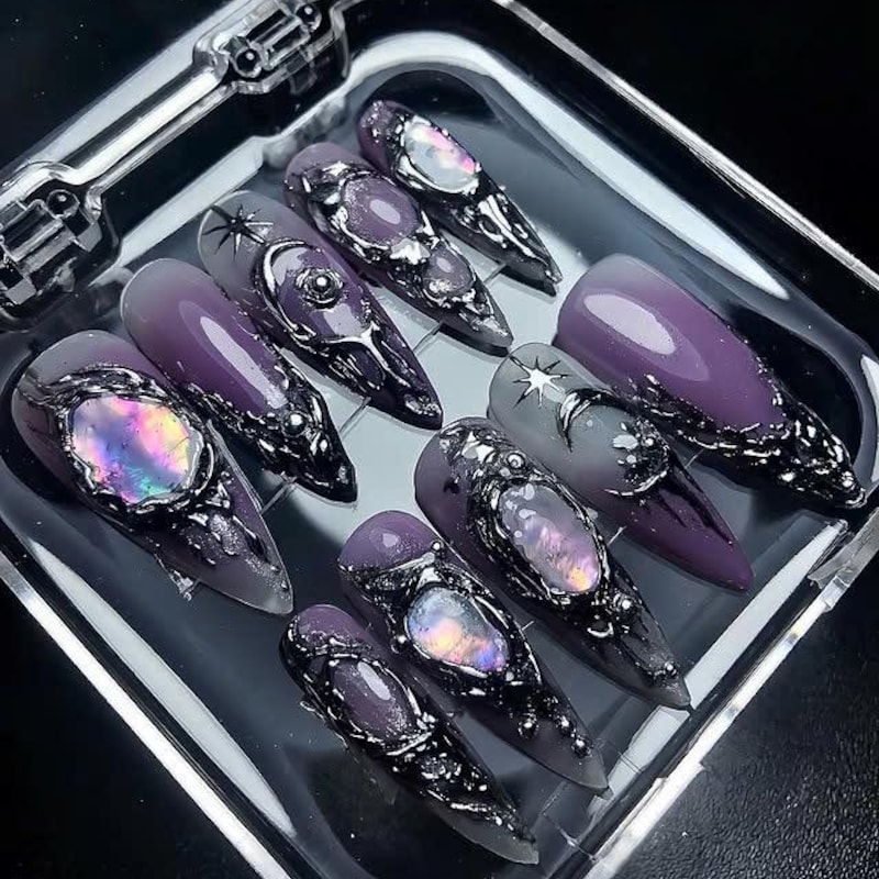 Fake Gel Nails Edgy - Etsy