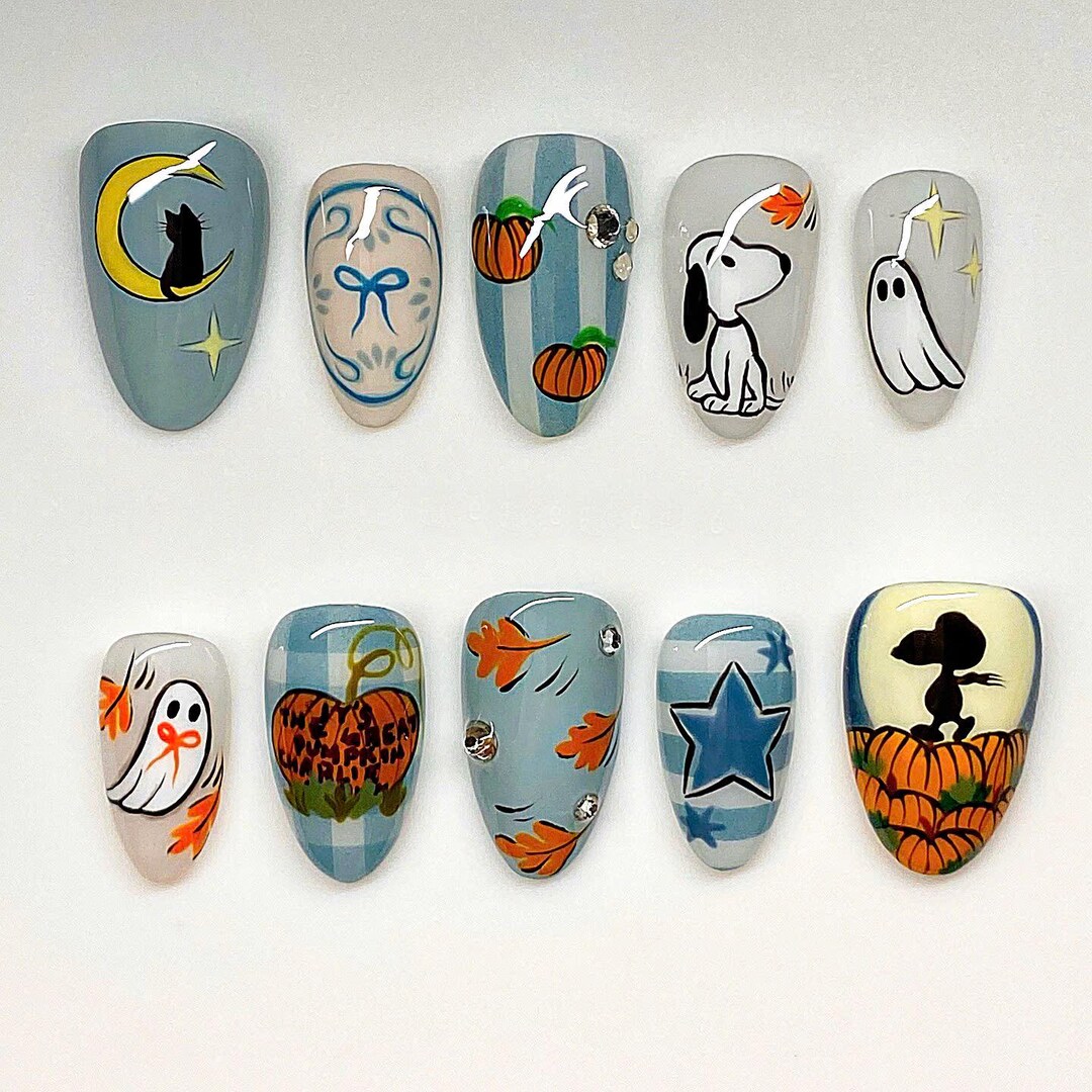 Whimsical Snoopy Cartoon Nails Custom Cartoon Press on Nails Snoopy ...