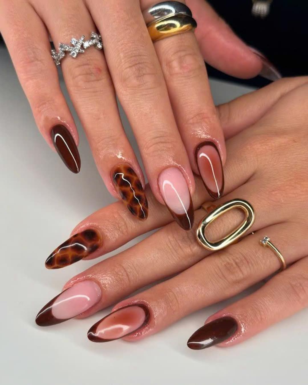 Tortoise Shell Leopard French Tip Nails | Custom Press on Nails | Hand ...