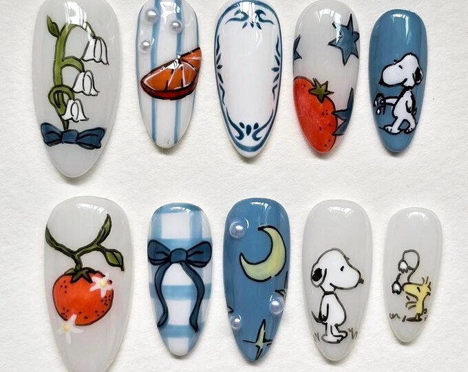 Custom Gaspa & Lisa Press on Nails, Funkytown Almond Nail Set, Cartoon ...
