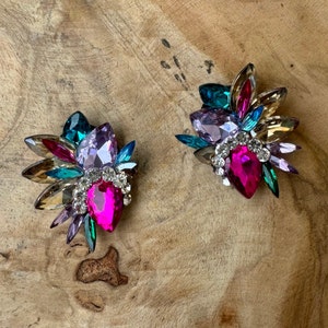 Sophisticated Multicolor Crystal Earrings, Stunning Majestic Jewelry ...