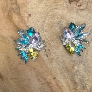 Sophisticated Multicolor Crystal Earrings, Stunning Majestic Jewelry ...