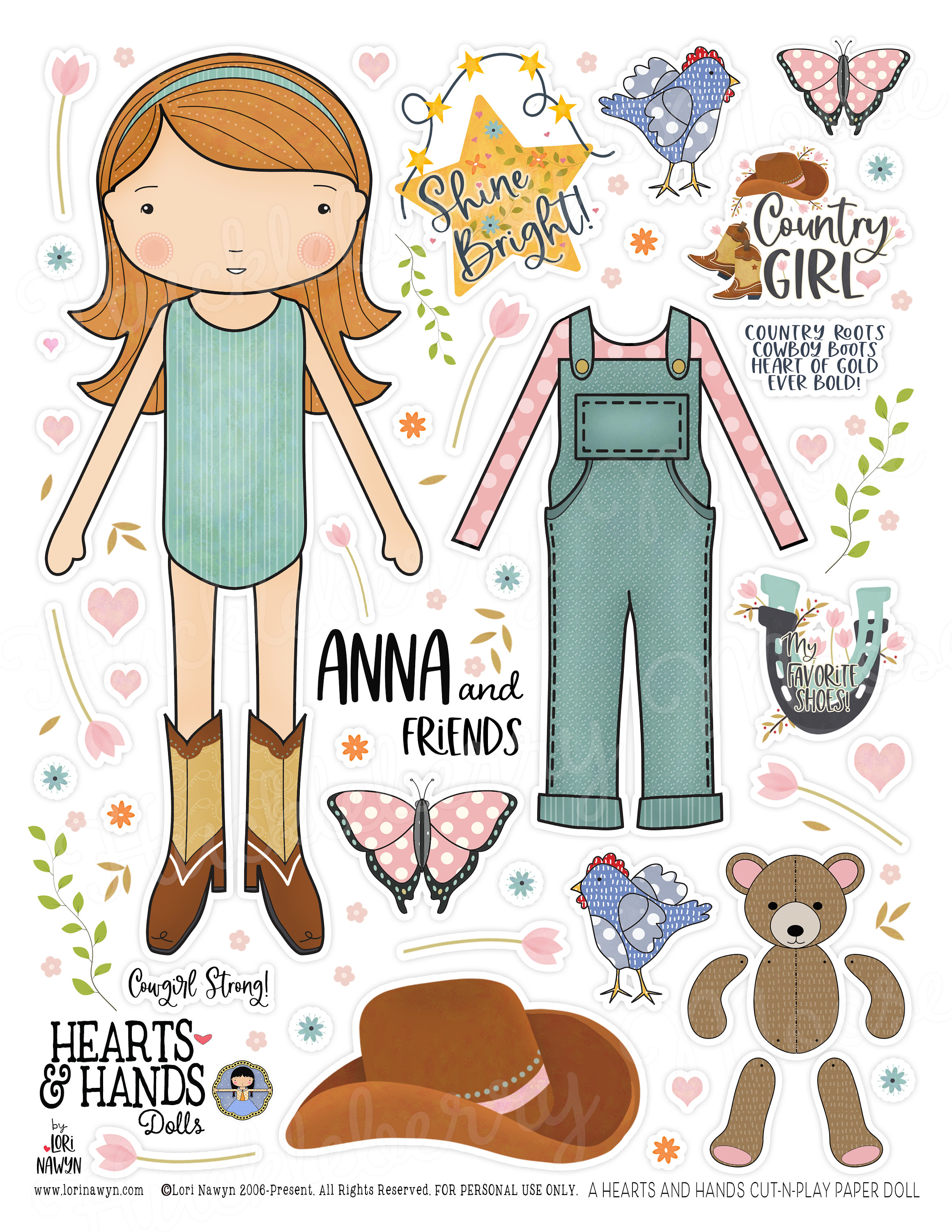 Paper Doll Printable, Cowgirl Strong, Anna and Friends, Craft Kit ...
