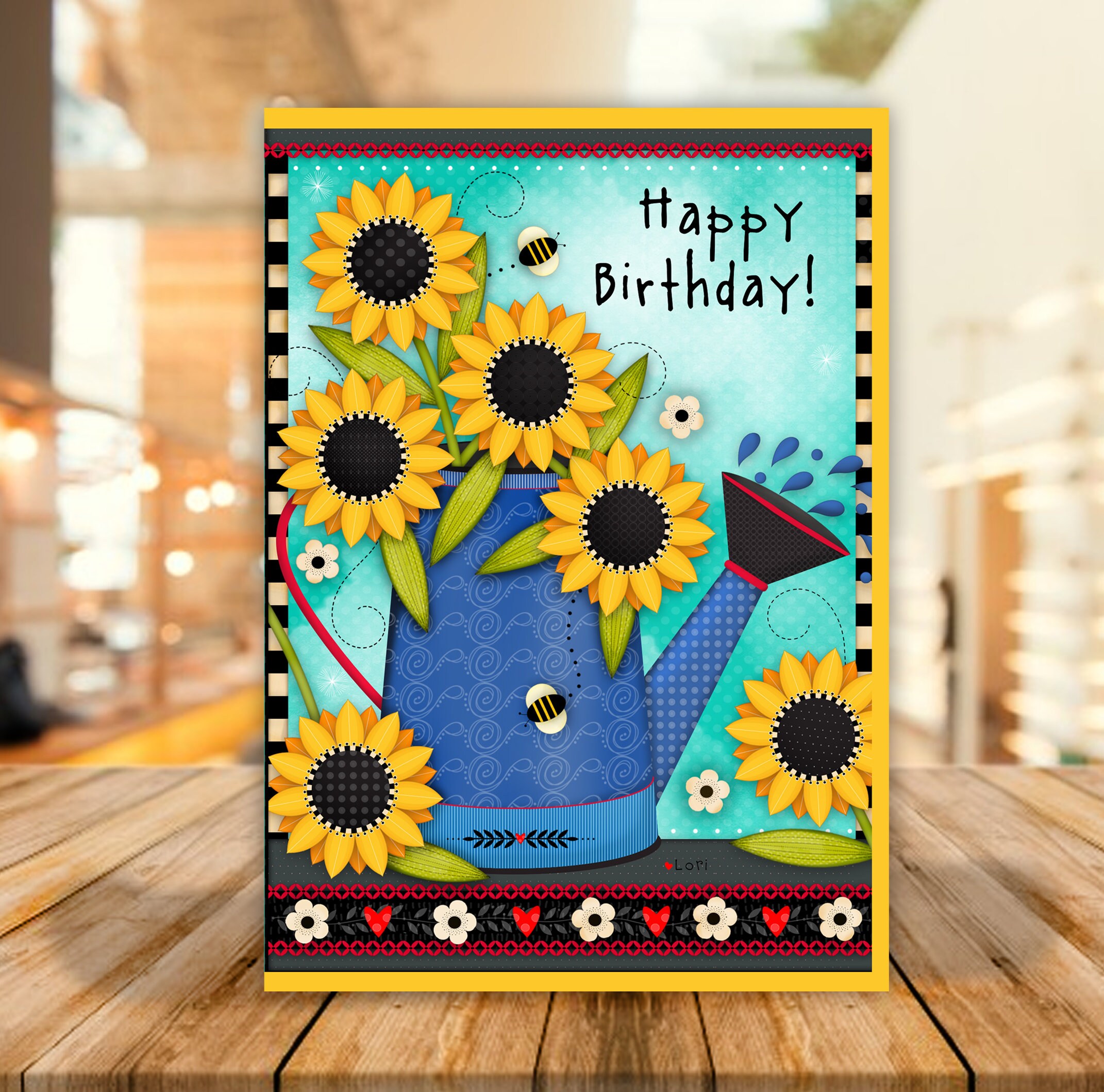 Birthday Card, Sunflower, Watercolor Card, Handmade, Lori Nawyn - Etsy