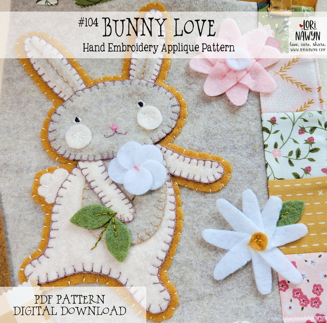 PDF Pattern Easter Bunny Applique, Lori Nawyn, Wool Applique, Wool PDF ...