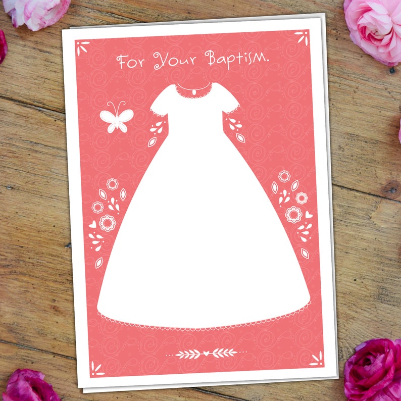 Girl Baptism Card Baptism Dress Baptism Card for Baptism | Etsy