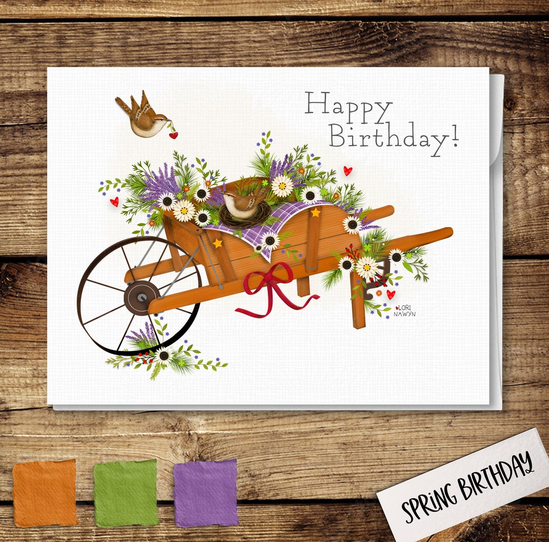 Spring Birthday Card, Birthday Card for Her, Handmade Greeting Card ...