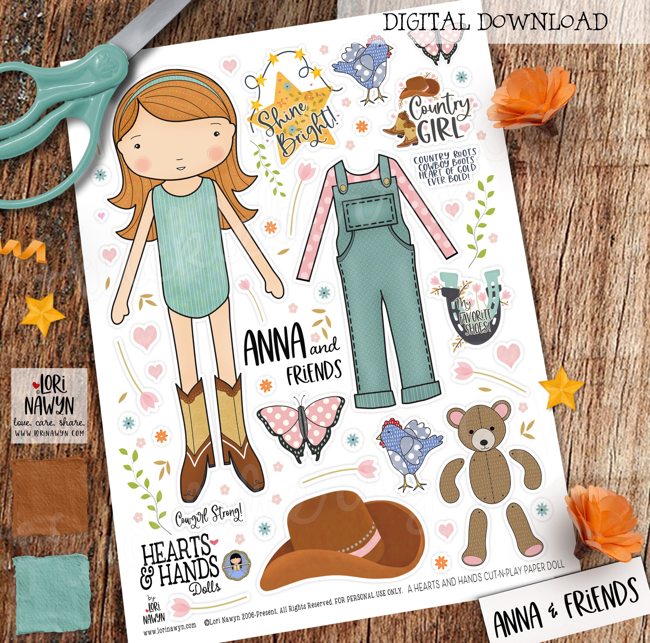 Paper Doll Printable, Cowgirl Strong, Anna and Friends, Craft Kit ...