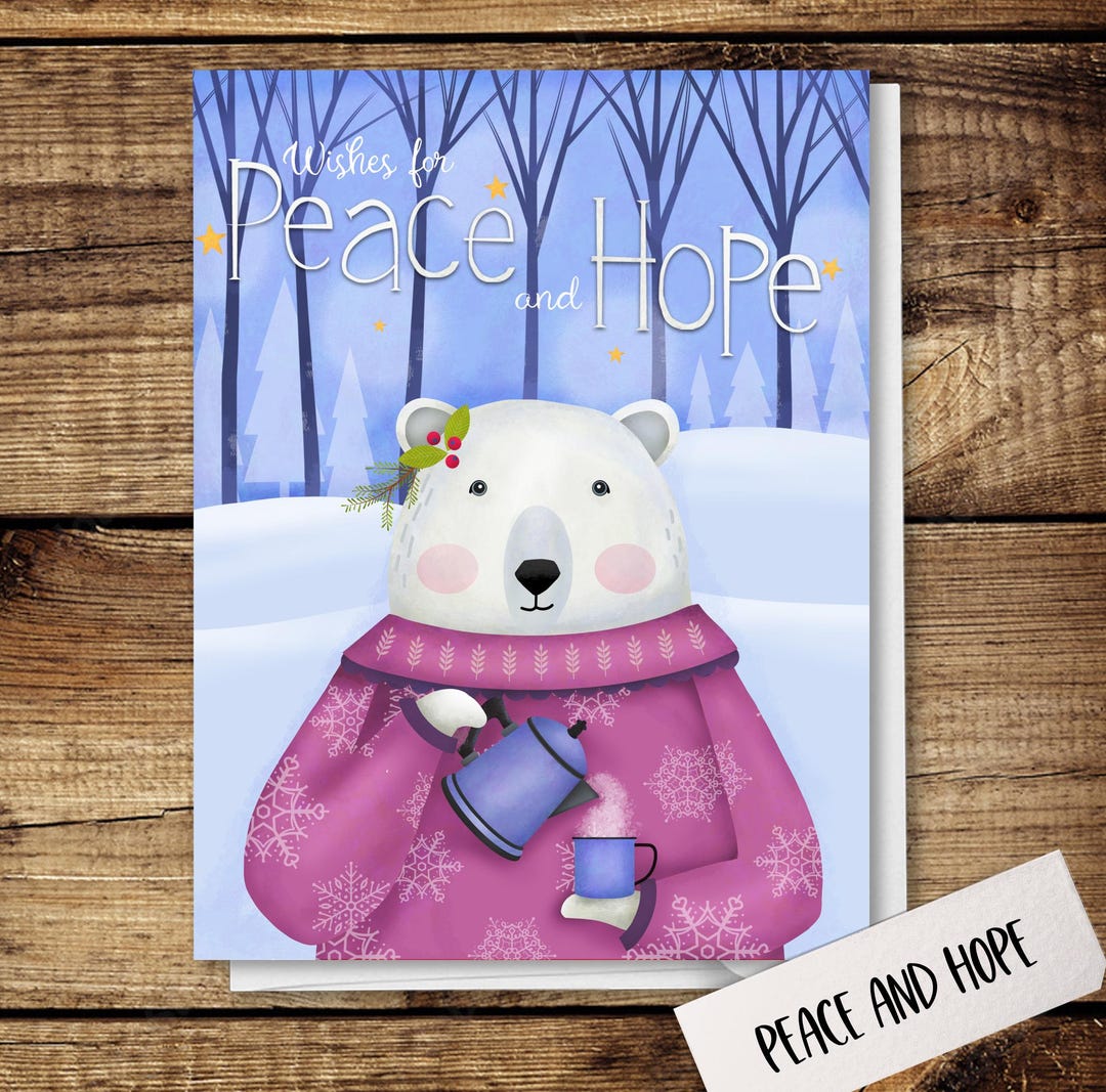 Wishes for Peace and Hope Greeting Card - Whimsical Outdoors Card - Etsy