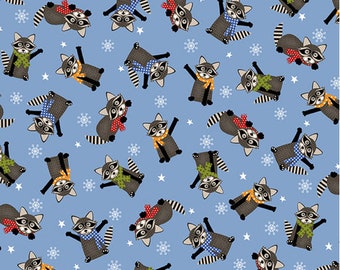 Raccoons Fabric Raccoons by Juliabadeeva Raccoon Woodland Floral Cotton ...