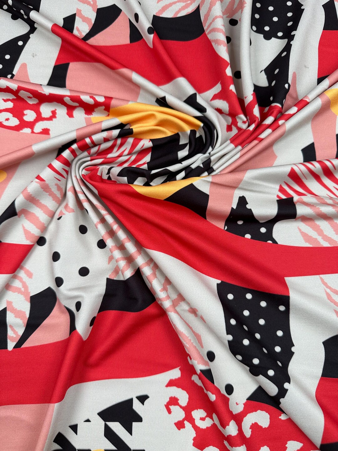 Colorful Abstract Geometric Print Spandex Fabric, Colorful Geometric ...