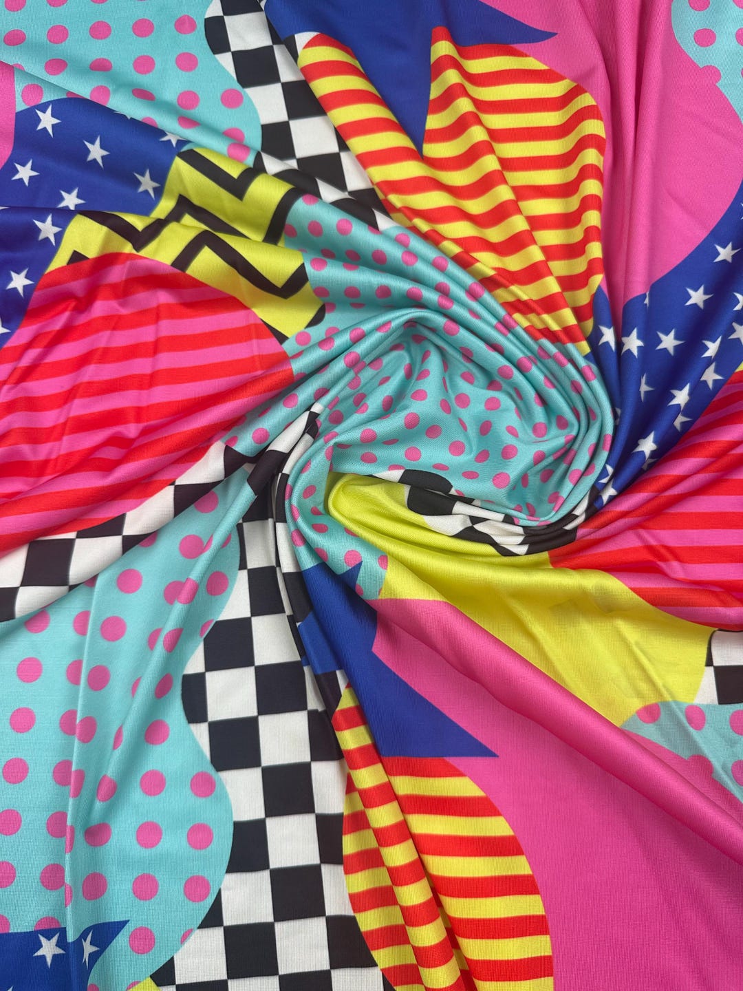 Colorful Abstract Geometric Print Spandex Fabric, Colorful Geometric ...