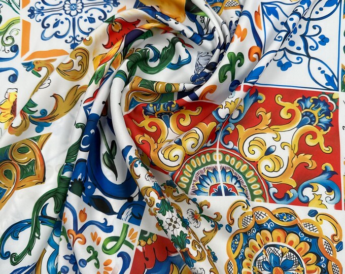 Italy City Pattern Fabric,portofino Coastal City Fabric, 1 Panel Fabric ...