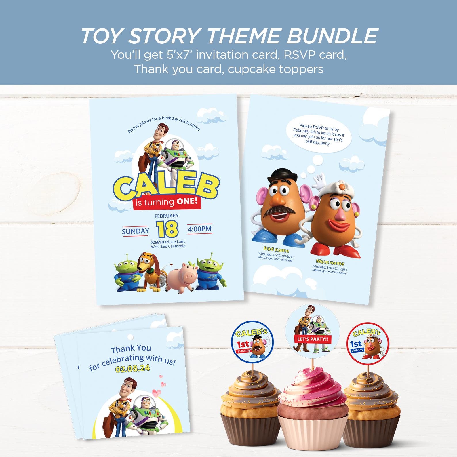 Toy Story Theme Birthday BUNDLE, Toy Story Invitation & RSVP, Toy Story ...