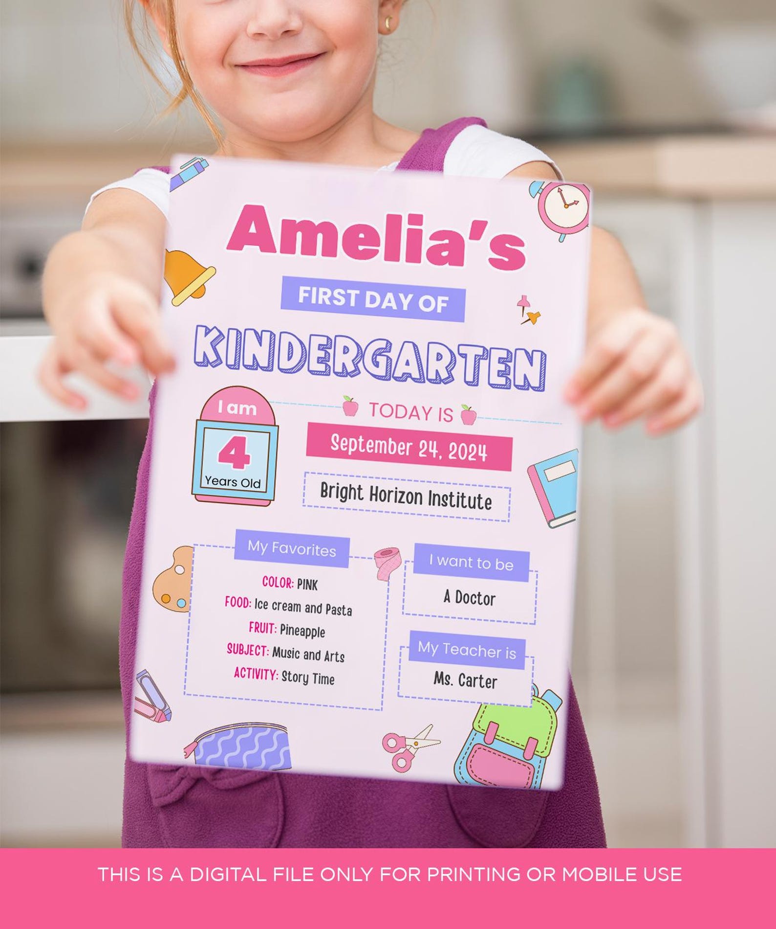 Editable First Day of School Sign, Personalized School Sign, Printable ...