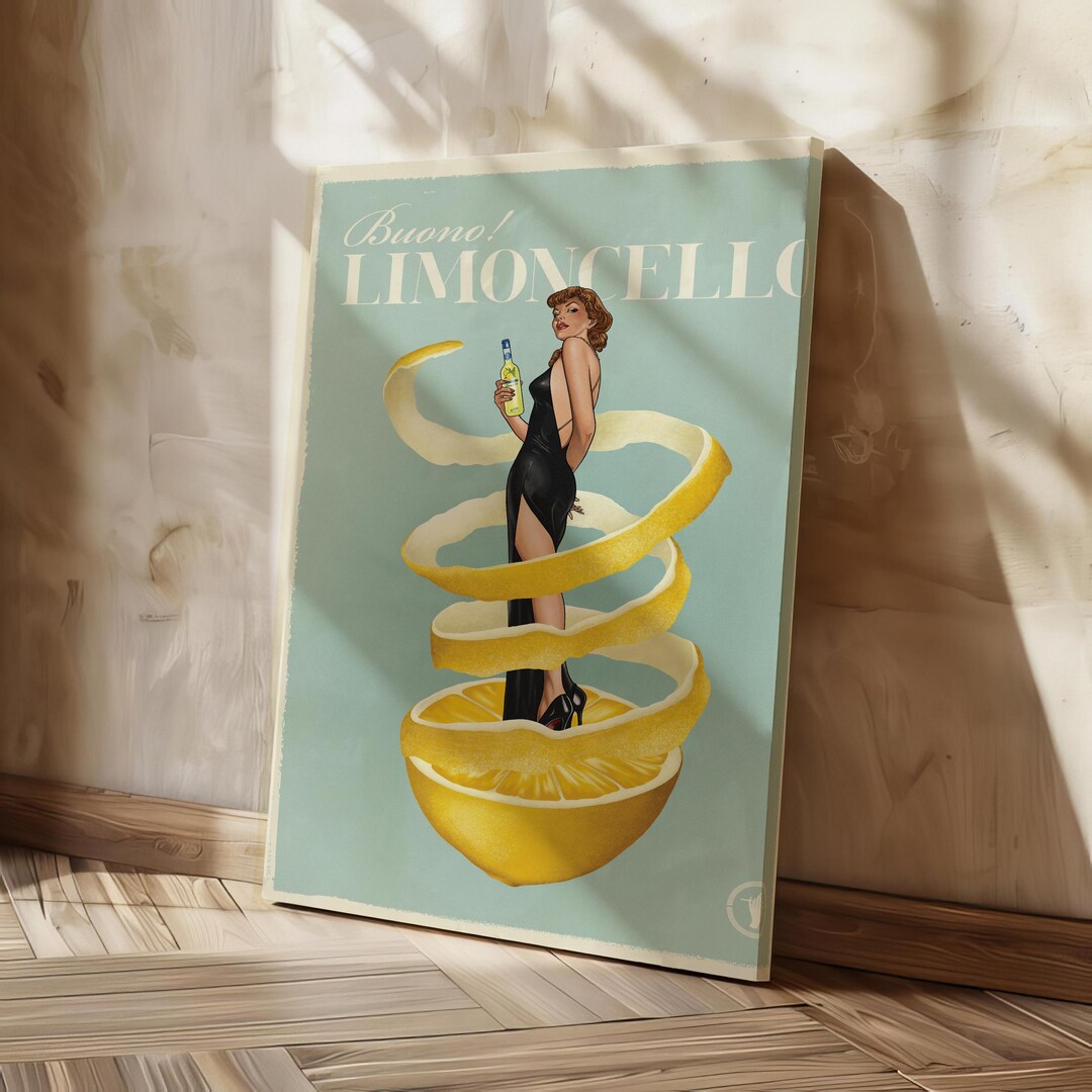PHYSICAL POSTER BUONO Limoncello Lemon Italian Retro Movie Poster, Room ...