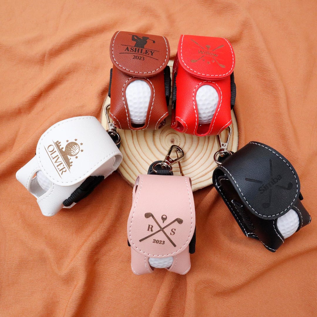 Personalized Golf Ball Bag Custom Name Golf Bag & Tee Holder Leather ...