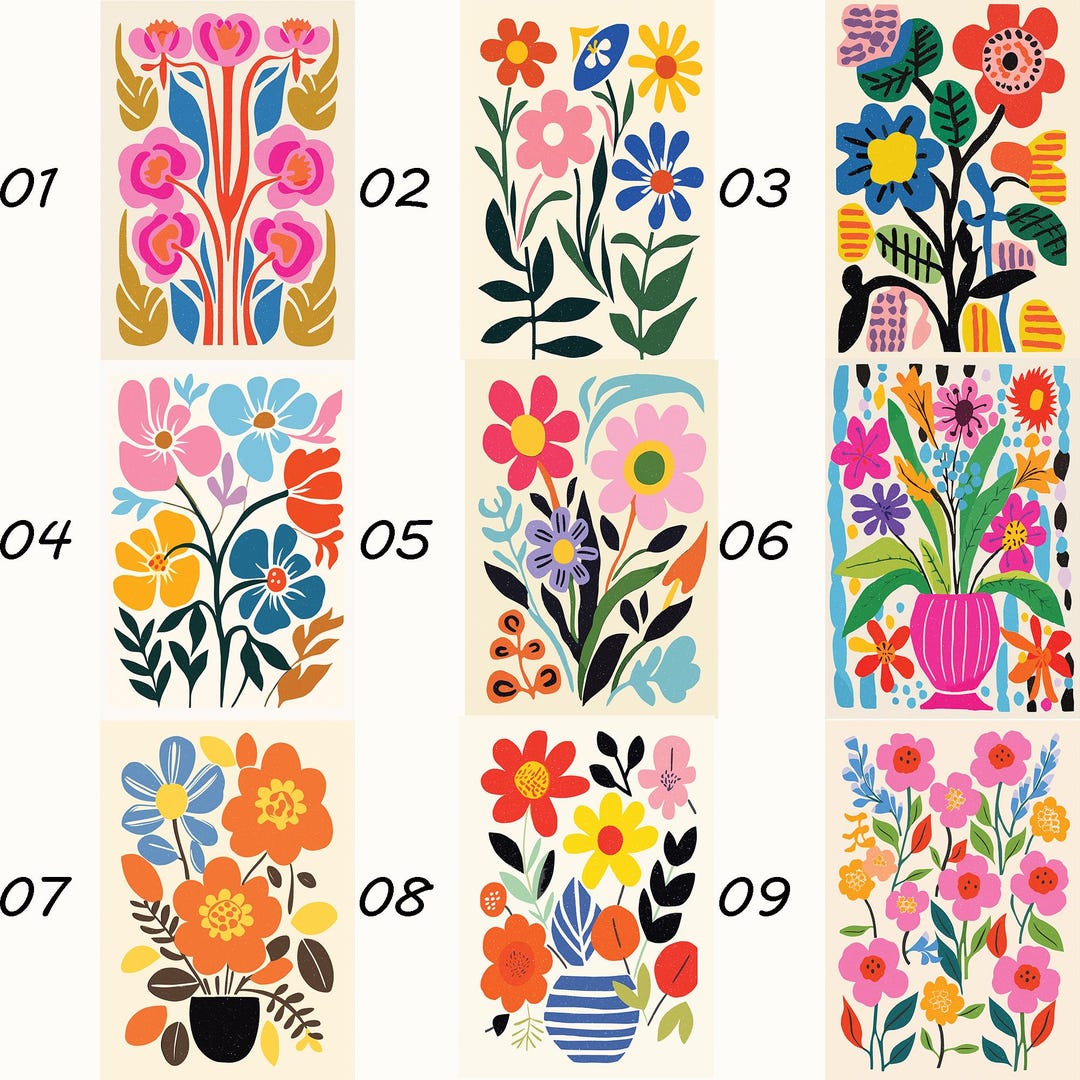 PHYSICAL POSTER - Colorful Flowers Poster, Movie Poster, Vintage ...