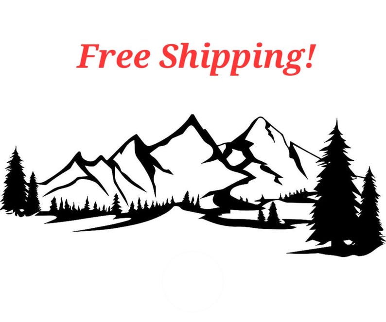 Mountain Range Decal - Multiple Colors and Sizes Available - Car Decal ...