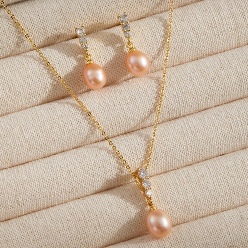 Pink Wedding Earrings Necklace - Etsy