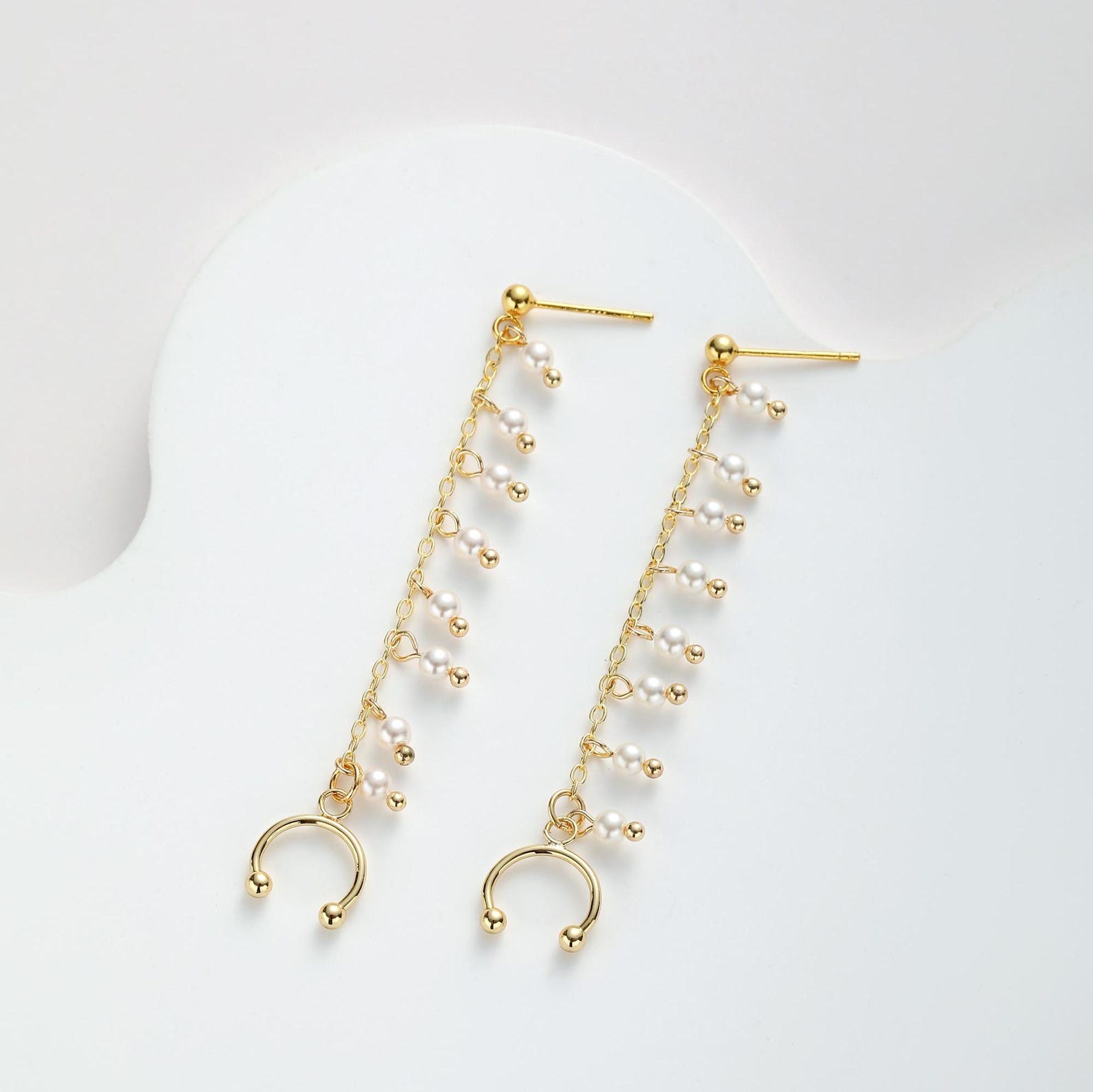 Dainty Freshwater Akoya Pearl Ear Cuff,charm Pearl Earrings,minimalist ...