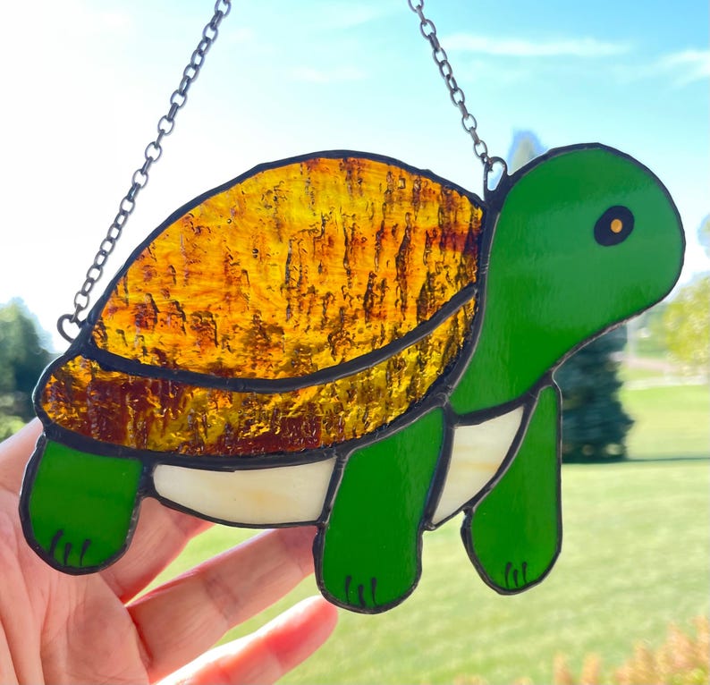 Handmade Stained Glass Tortoise, Turtle, Suncatcher, Decorative ...